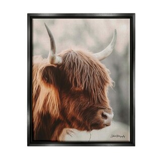 Stupell Calm Highland Cow Cattle Portrait Horns Photography Floater ...