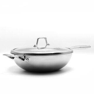 KUCHT Culinary Professional 3-Ply Stainless Steel Wok with Lid ...