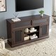 2 Door Embossed Pattern TV Stand with Open Storage Shelf and Sliding ...