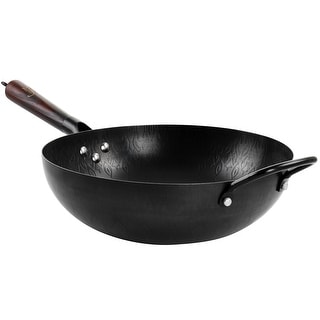 Spice by Tia Mowry 12in Carbon Steel Wok with Wooden Handle in Black ...