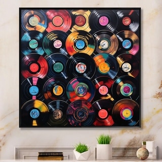Designart "Colorful Vinyl Records Melodies III" Vinyl Records Framed ...