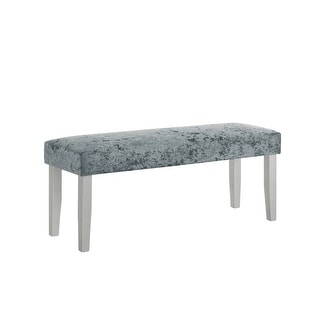 Liam 48 Inch Dining Bench, Wood, Cushioned Gray Fabric Upholstered Seat ...