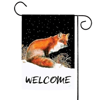 Orange and White Winter Fox "WELCOME" Outdoor Rectangular Mini Garden ...