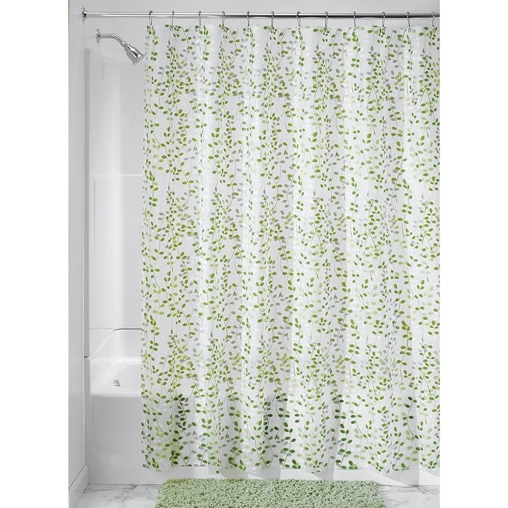 Vine Waterproof PEVA Bathroom Shower Curtain - 72" x 72", Green/White ...