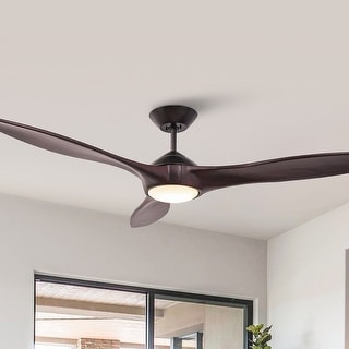 60" Oil Rubbed Bronze Large Ceiling Fan with Light and Wall Control ...