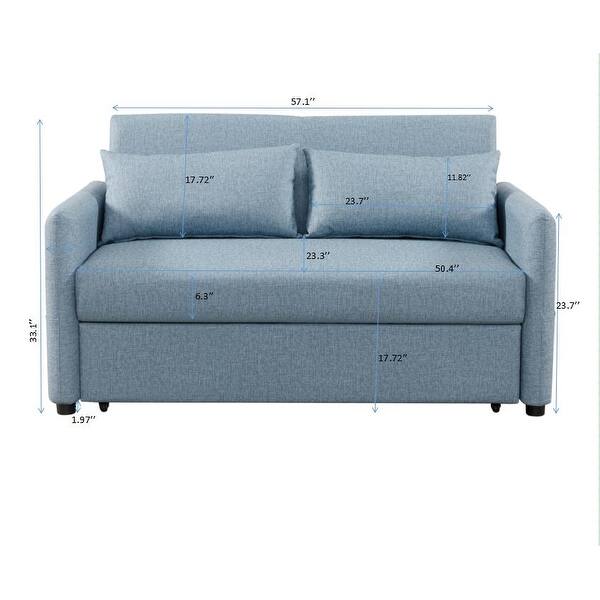 Loveseat Sofa Textured Leather Upholstered Pull out Sleeper Convertible ...