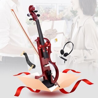 4/4 Electric Violin Full Size Wood Silent Fiddle Musical Instrument ...