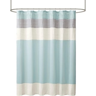 Modern Microfiber Shower Curtain Faux Silk Pieced Striped, 1 Panel ...