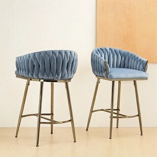 Counter Height Bar Stools with Hand- Wave Back, Golden Chromed Base and ...