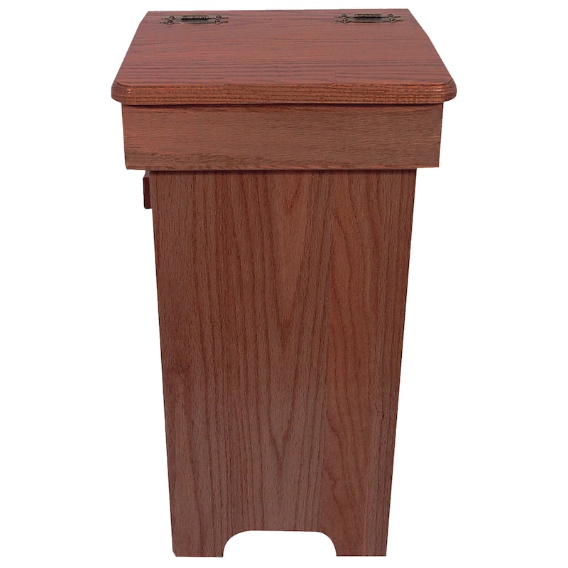Oak Trash Bin with Lift Top - Overstock - 25458306