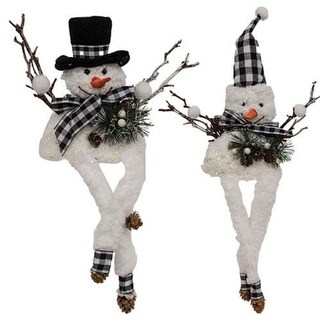 Buffalo Check Dangle Leg Snowman Sitter 2 Asstd. - 16" x 9.5" - Bed ...