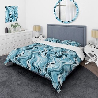 Designart "Blue And White Zebra Abstract Harmony" Blue modern bedding ...