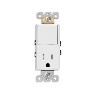 15 AMP Rectangle White Electrical Switch and Outlet Plastic-Aluminum ...