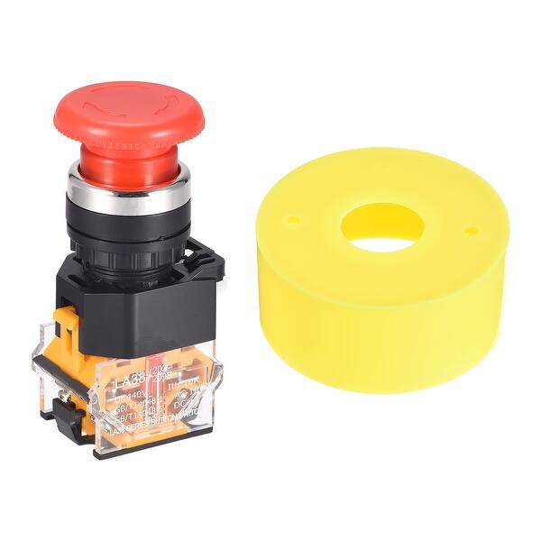 22mm Mounting Latching Emergency Stop Push Button Switch w 65mm Circle ...