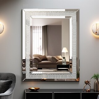 Large Wall-Mounted Silver Decorative Rectangular Wall Mirror - Bed Bath ...