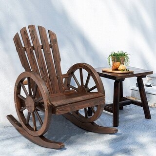 Kinsunny Outdoor Wood Wagon Rocking Chair Patio Lounge Rocker Set with ...