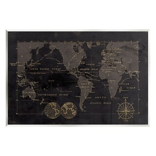 Stupell Black Detailed World Map Wall Plaque Art, Design by Carol ...