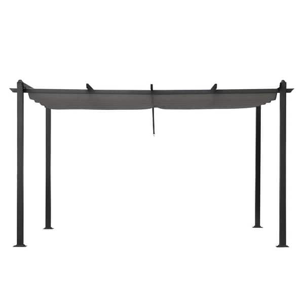 Karlhome 13 ft. x 10 ft. Grey Powder-coated Steel Pergola with ...