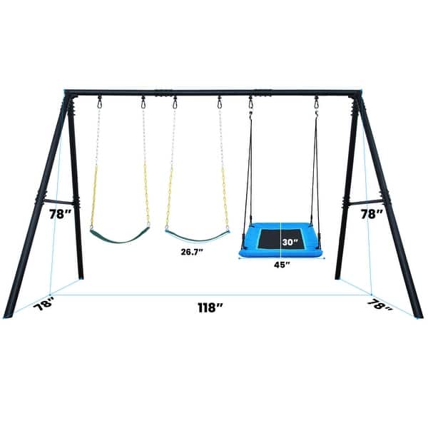 Heavy-Duty Metal A-Frame Swing Set with 3 Swings - Bed Bath & Beyond ...