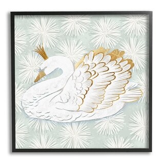 Stupell Glam Crown Swan Patterned Framed Giclee Art by Ziwei Li - Bed ...