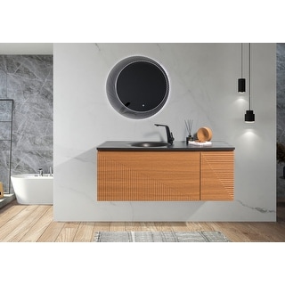 Simon 48 Inch Wall Mount Vanity With Integrated black Sink - Bed Bath ...