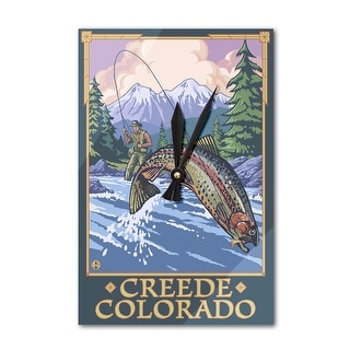 Creede, Colorado - Angler Fly Fishing Scene (Leaping Trout) - Lantern ...