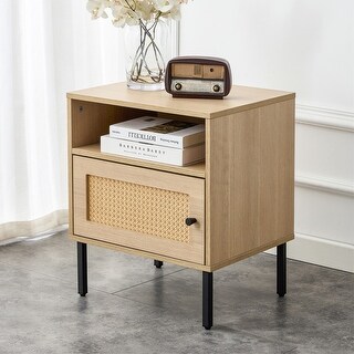 Modern Japanese Rattan Simple 2 Drawers Storage Bedside Cabinet - Bed ...