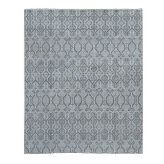 Shahbanu Rugs Goose Gray, Ikat Silver Wash Tribal Borderless Geometric ...