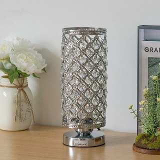 Set of 2 Crystal Table Lamp Bedside Nightstand Lamp Silver - 4" x 11.2 ...