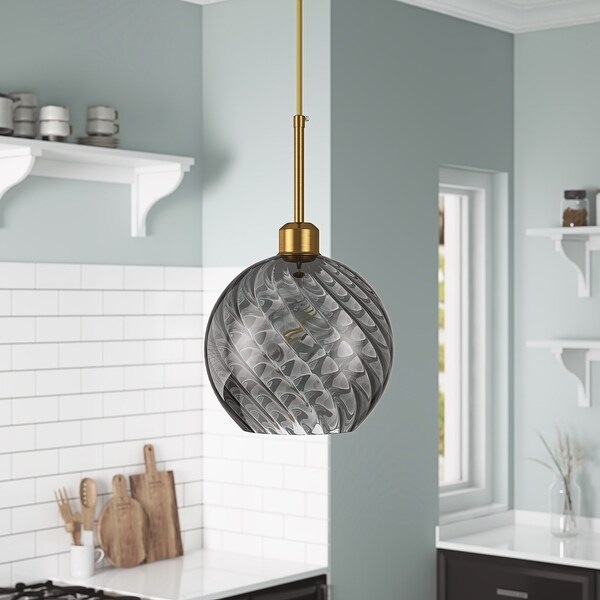 Ottilie Modern Glam Gold 1-Light Cuboid Water Ripple Glass Kitchen ...