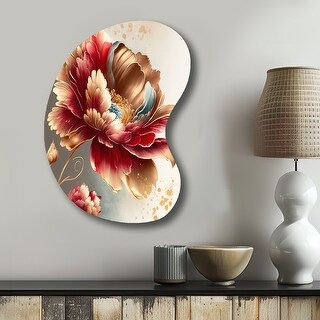 Designart - Bold Red Floral Design I - Floral Metal Wall Art ...