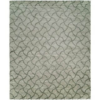 Modern Grey Hand-Knotted Viscose Area Rug - Bed Bath & Beyond - 41420801