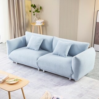 Modern Bread-shape Loveseat Sofa Velvet Upholstered Loveseat Couch with ...