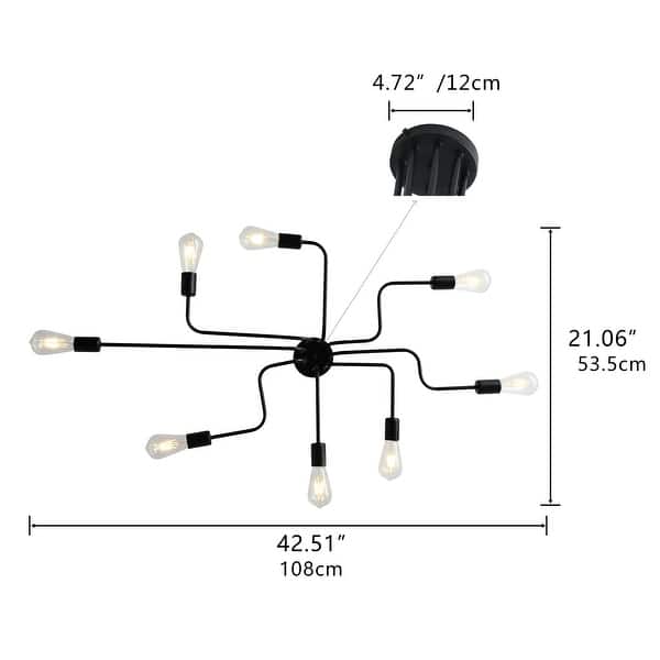 Modern Sputnik Design Muti-Branches Semi Flush Mount Ceiling Light ...