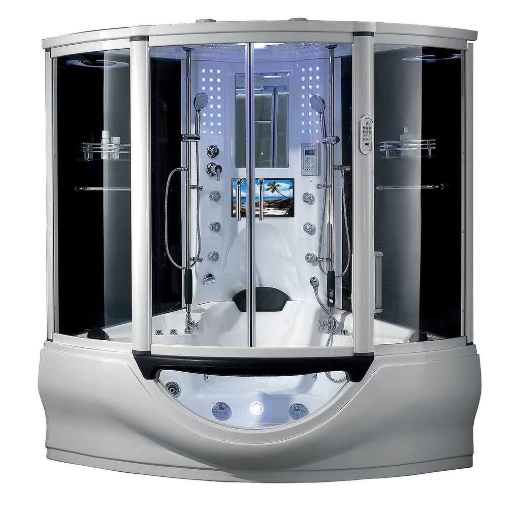 SUPERIOR Steam Shower Sauna Whirlpool Spa Tub with Smart TV - Overstock ...