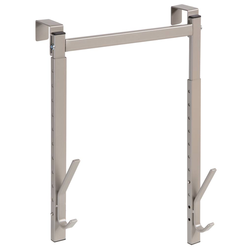 Adjustable Height Over The Door Hooks, Satin Nickel - Silver ...