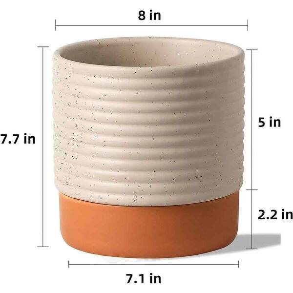8 Inch Ceramic Planter with Drainage Hole & Water Storage Plus - Flower ...