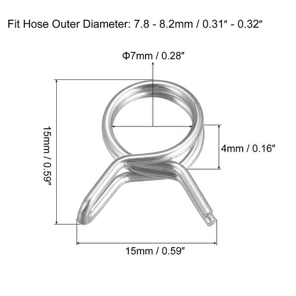 Double Wire Spring Hose Clamp, 10pcs 304 Stainless Steel 7mm Spring ...