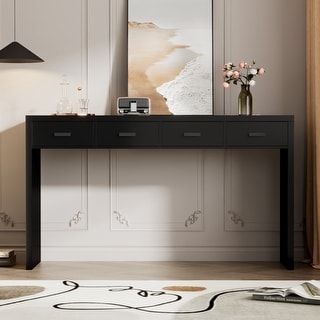 Modern Minimalist Console Table with Open Tabletop and Four Drawers ...