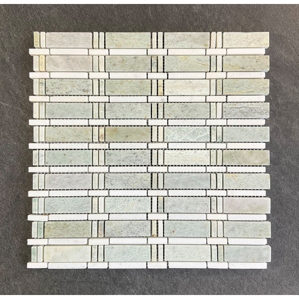 Ming Green and Thassos White Marble Mosaic Tiles - Case (10 Sheets ...