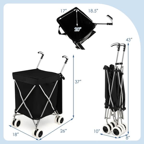Costway Folding Shopping Cart Utility w/ Water-Resistant Removable - 26 ... Costway Folding Shopping Cart Utility w/ Water-Resistant Removable - 26 ...