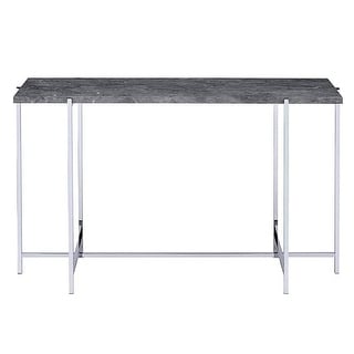 Rectangular Faux Marble Sofa Table in Chrome Finish - Bed Bath & Beyond ...