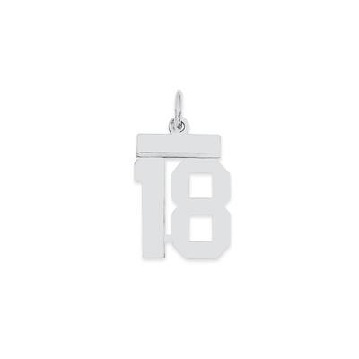 925 Sterling Silver Small Polished Number 18 Pendant - Overstock - 33473733