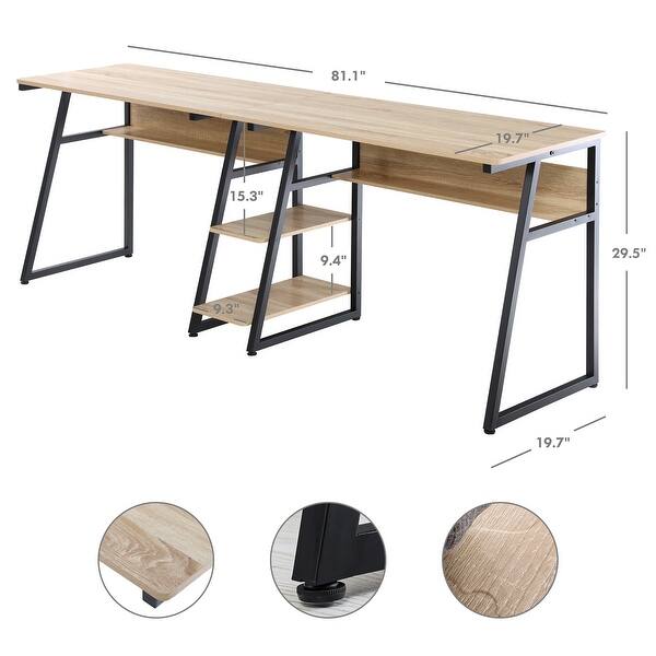 FITUEYES Double Computer Desk, Extra Long Two Person Desk with Storage ...