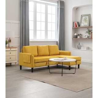 Mustard Stylish Polyester Reversible Sectional Sleeper Sofa with ...