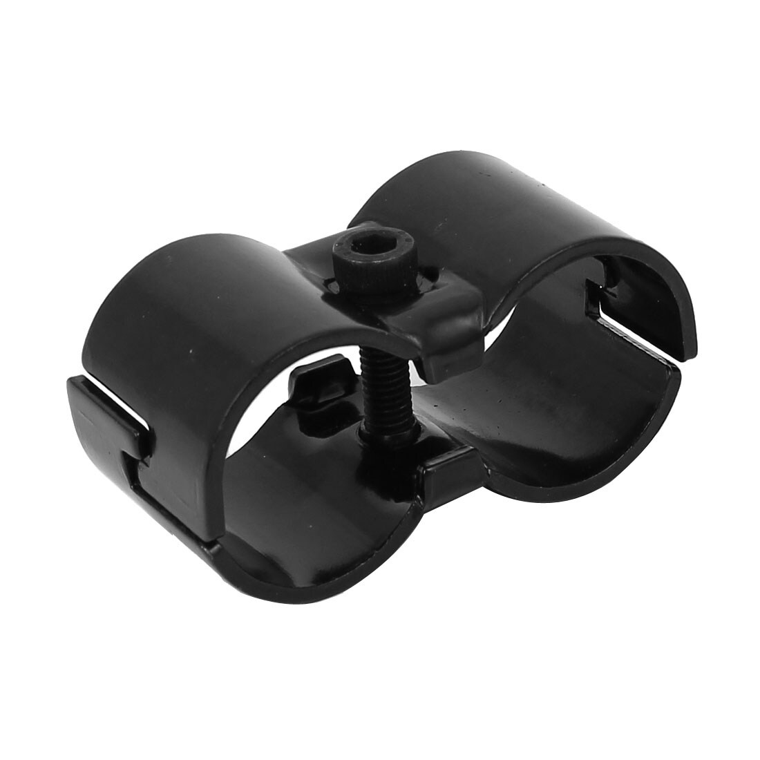 29mm Hole Dia Double Port Pipe Clamp Clip Lean Tube Connector - Black ...