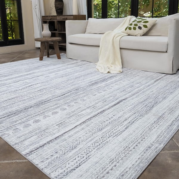 5x7 Area Rug for Living Room Machine Washable Distressed Indoor Carpet ...