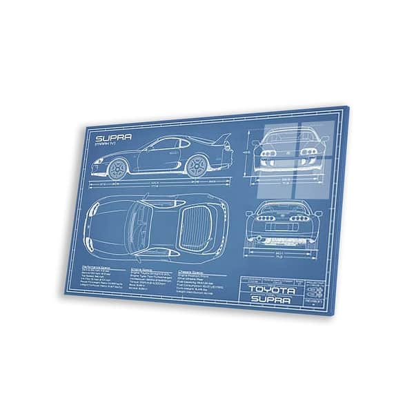 Toyota Supra MKIV Blueprint Print On Acrylic Glass by Action Blueprints ...