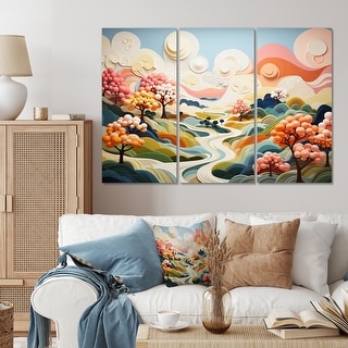 Designart "Biomorphism Organic Forms III" Modern Canvas Art Print Set ...