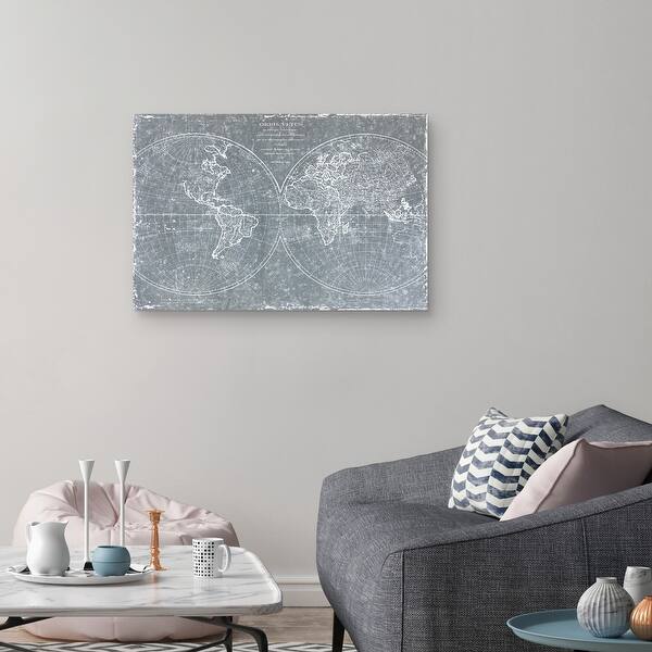 Galvanized World Map by CAD Designs Canvas Art Print - Bed Bath ...